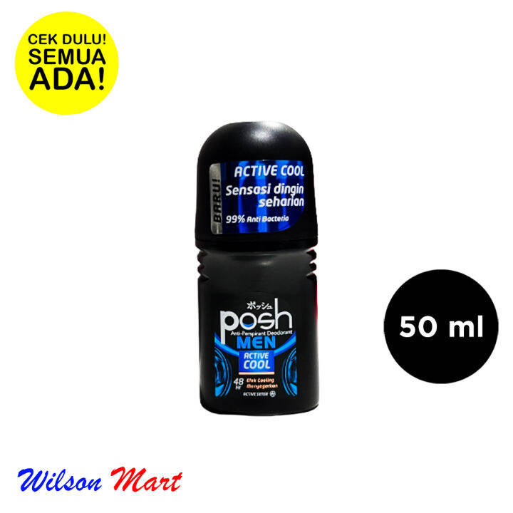POSH MEN ANTI PERSPIRANT DEODORANT ACTIVE COOL BIRU 50 ML ROLL ON ...