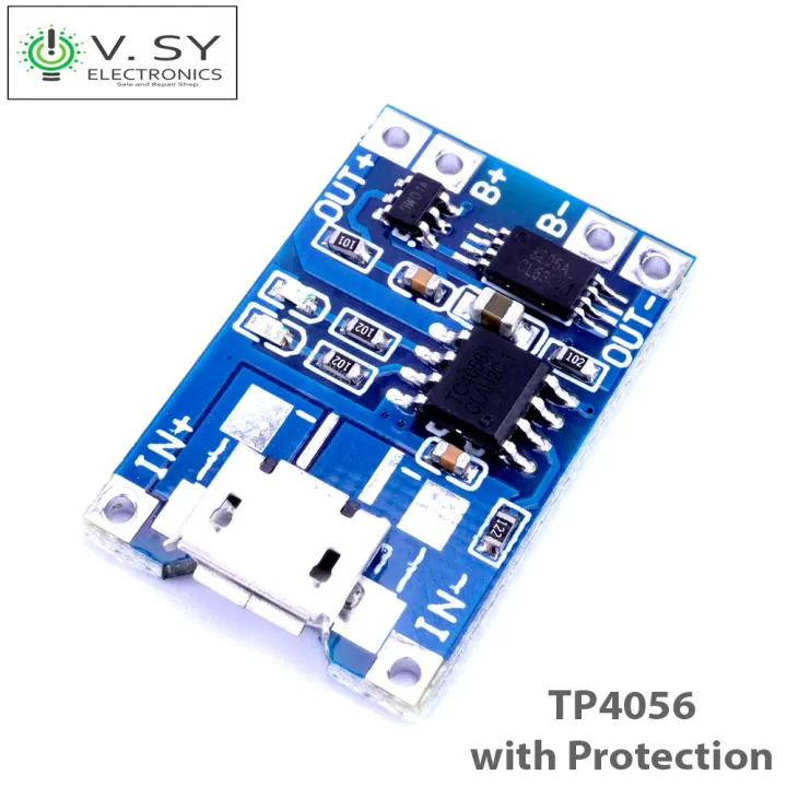 TP4056 5V 1A Lithium Battery Charging Module Micro USB with Protection ...