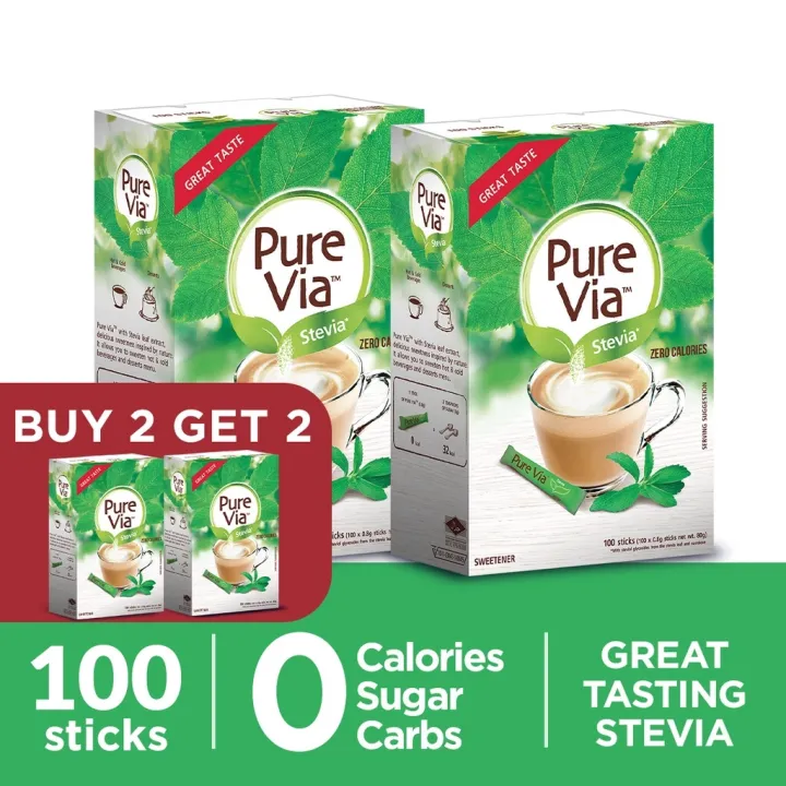 【ขาย】 Pure Via Stevia 100 Sticks - Buy 2 Get 2 | Lazada PH