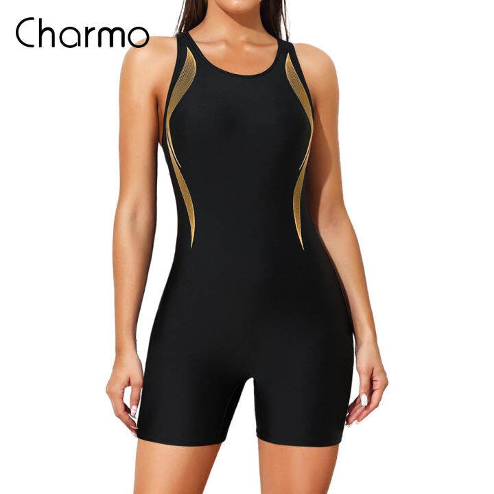 Charmo Women One-piece Sports Swimsuit Professional Training Athletic ...