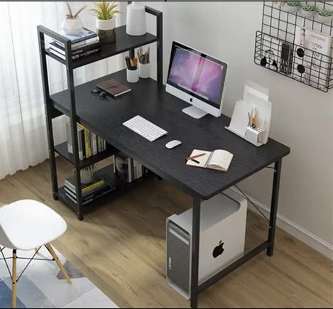 Computer Table for Desktop with Side Book Shelf Home Office Computer ...