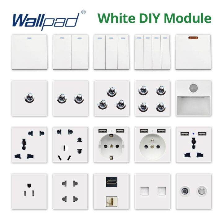 Wallpad White 1 2 3 4 Gang 2 Way Toggle Light Switch DIY Module ...