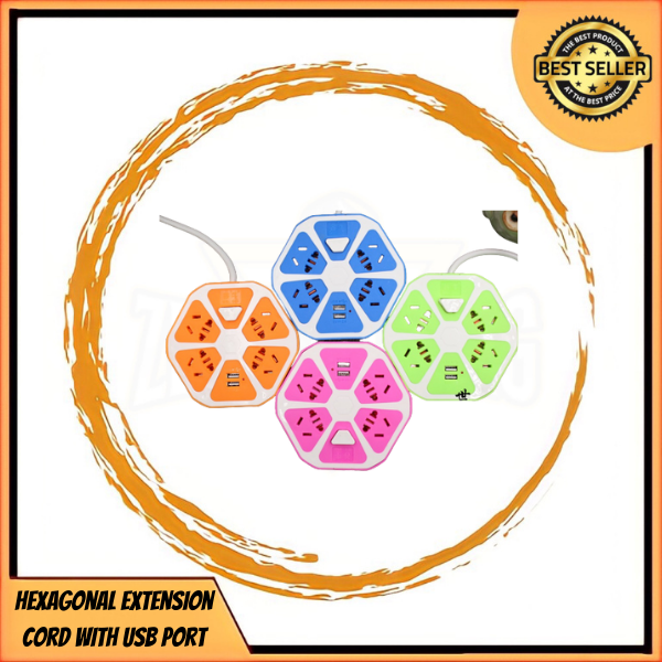 Hexagonal Extension Cord With USB Port Fruit Power Extension Cord Petal ...