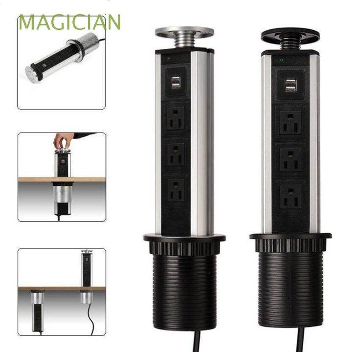 3 Plug Socket 2 USB Home Table US/EU/UK/AU Plug Hidden Power Socket ...