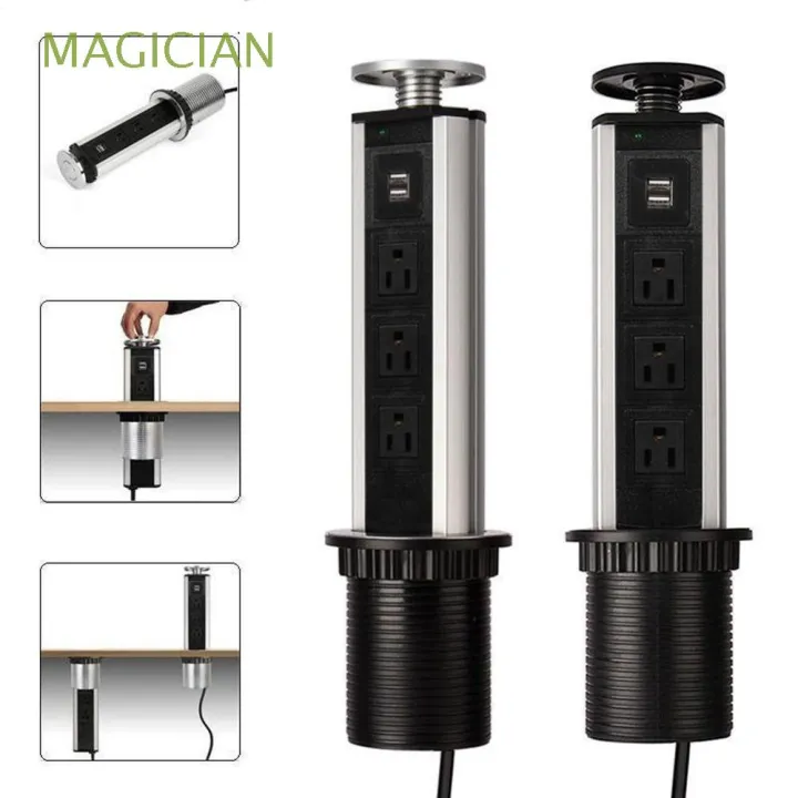 3 Plug Socket 2 USB Home Table US/EU/UK/AU Plug Hidden Power Socket ...