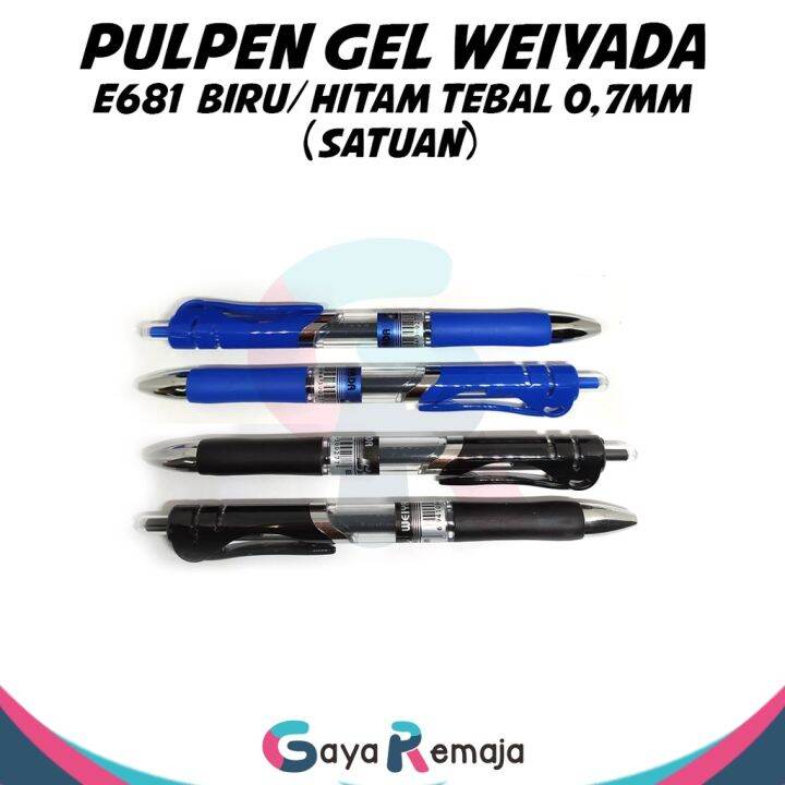 Gel Pen Weiyada Satuan / Ballpoint Gel Weiyada E681 0.7 mm / Pulpen Klik | Lazada Indonesia