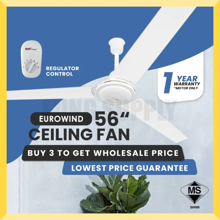 MS_ SIRIM EUROWIND Ceiling Fan 56" Fans 3 Metal Blades 5 Speed Motor ...