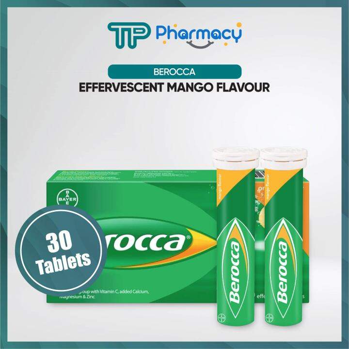 Berocca Mango Effervescent Multivitamin for Health Support (30 Tablet ...