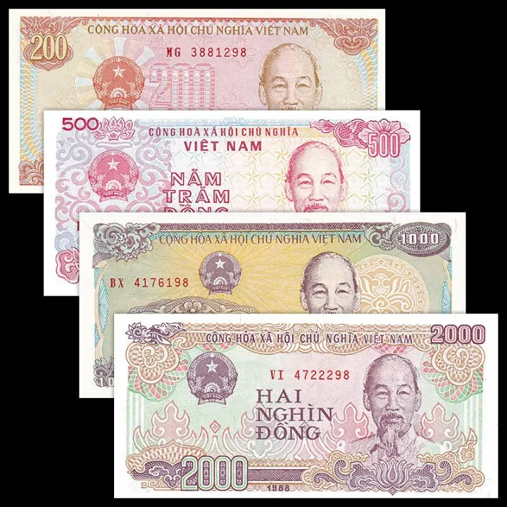 Vietnam Viet Nam 4 PCS, 200+500+1000+2000 Dong, Banknotes Set, UNC ...
