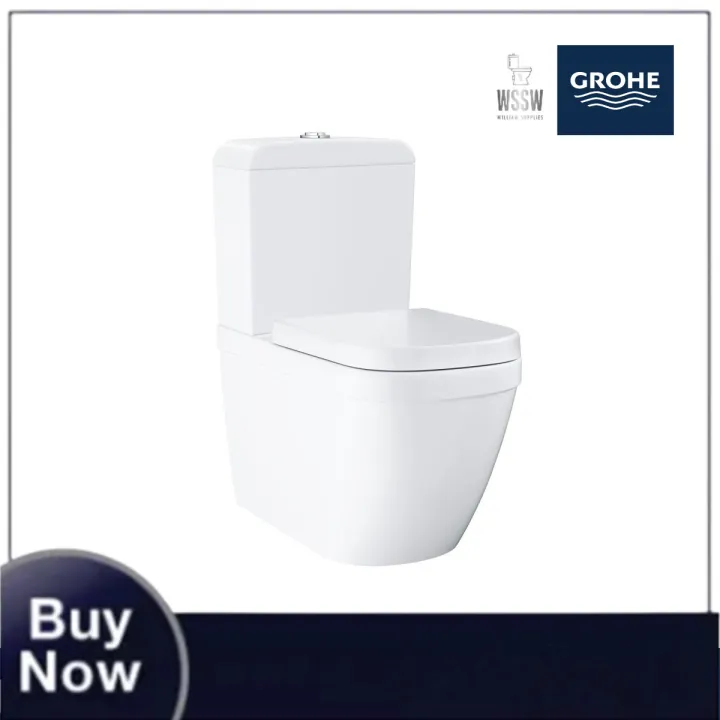 GROHE EURO CERAMIC FLOOR STANDING CLOSE COUPLED WC 3933800H + 39332000 ...
