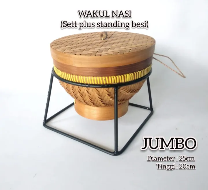 WAKUL NASI JUMBO 25cm / SET STAND+ WAKUL BAMBU | Lazada Indonesia