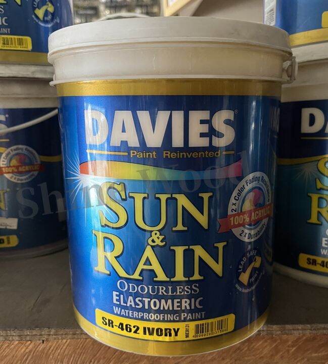 S.W Davies Sun & Rain 4Liter Elastomeric Paint 100% Acrylic Waterproofing Primer-less Premium ...