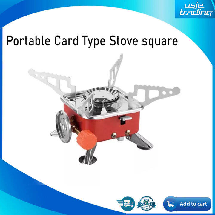 【CAMPING STOVE】 Portable Card Type Stove square Outdoor Folding Camping ...