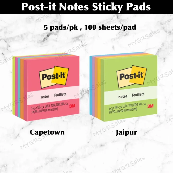 3M Sticky Notes,Neon Collection,5 Pads/Pack, 100 sheets/Pad | Lazada
