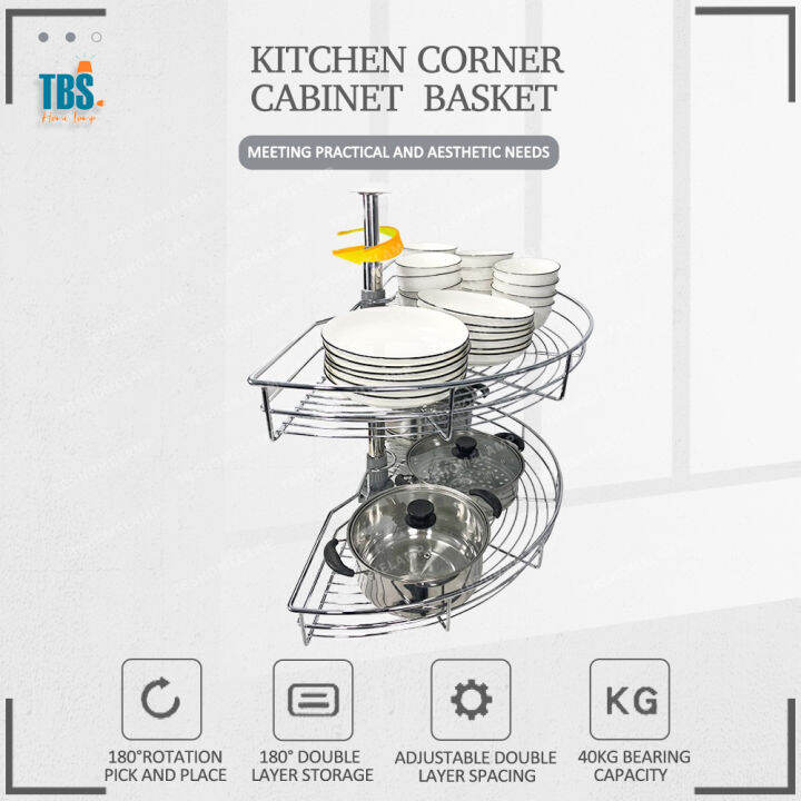 Half Round Carousel Kitchen Wire Basket /Corner Pull out basket 2 layer ...