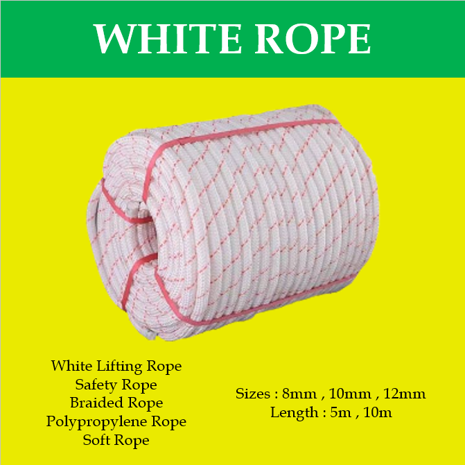 MAGO 5m-10m 8mm-12mm White Lifting Rope Safety Rope, Braided Rope ...
