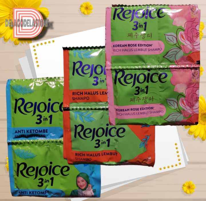 Rejoice 3 in 1 Shampo Sachet Anti Ketombe Rich Halus Lembut 10gr / Rejoice Shampo Sachet Korean ...