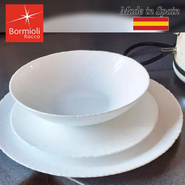 Bormioli Rocco 422315 Coconut 18pc Table Set White Dinnerware Plates ...