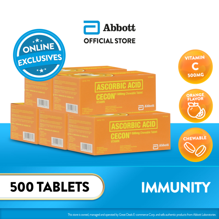 Ascorbic Acid (Cecon) 100s orange-flavored chewable tablet Bundle of 5 ...