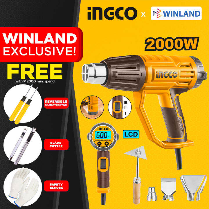 INGCO by Winland Construction hair dryer Heat Gun 2000W LCD display HG200058 ING-PT | Lazada PH