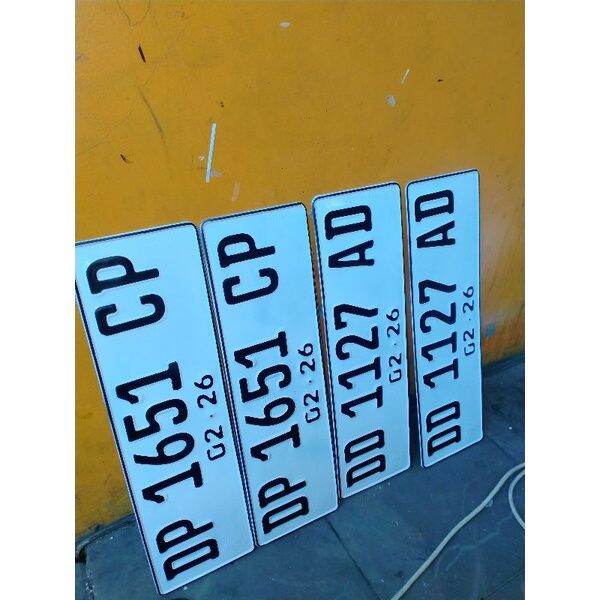 Plat nomor mobil font baru warna dasar putih ada logo | Lazada Indonesia