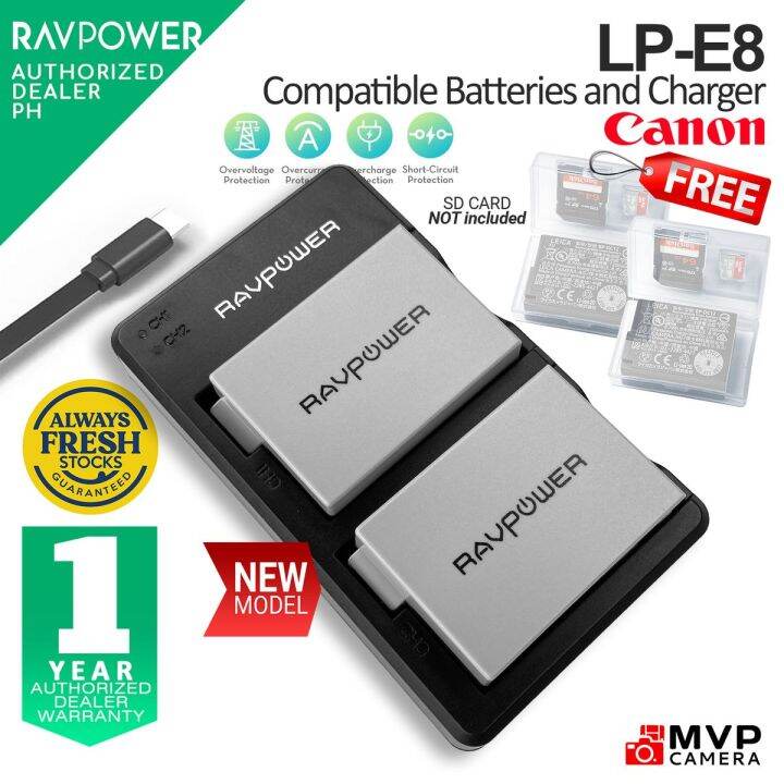 RAVPOWER LP-E8 LPE8 Batteries and Charger for Canon EOS RP-BC019 MVP ...