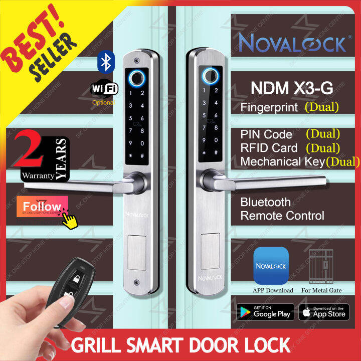 Novalock NDM x3-G Smart Grill Door Lock with Remote Control (DUAL ...