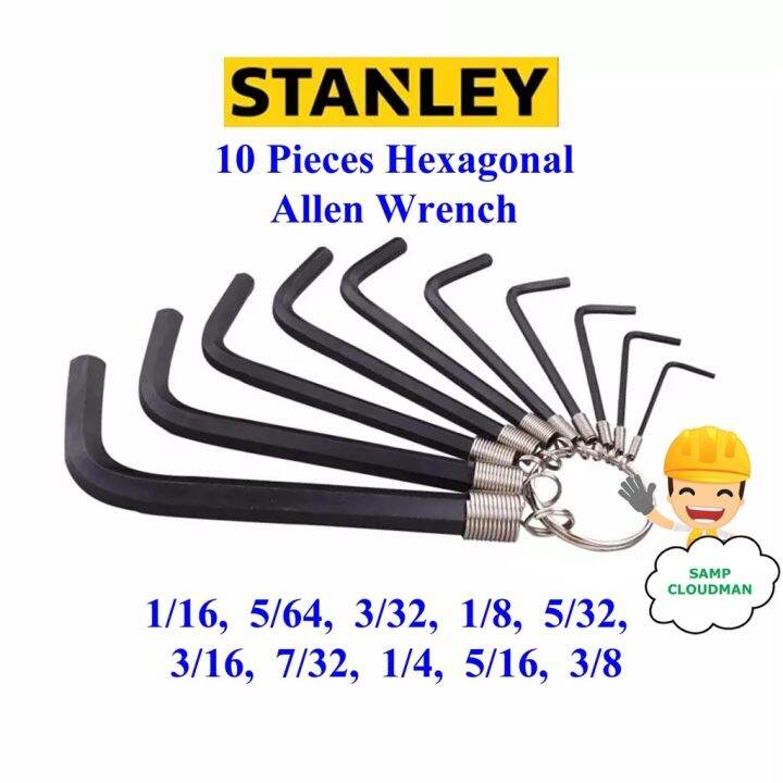 Stanley Allen Wrench Key 10 Pieces Set 1.6mm to 9.5mm Hexagonal Allen ...