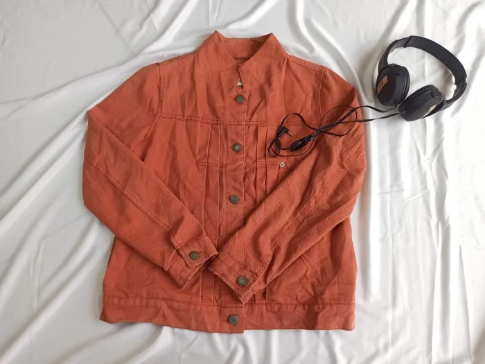 JAKET JEANS WARNA ORANGE JINGGA MOTIF BRAND SLK 505 KOREA | Lazada ...