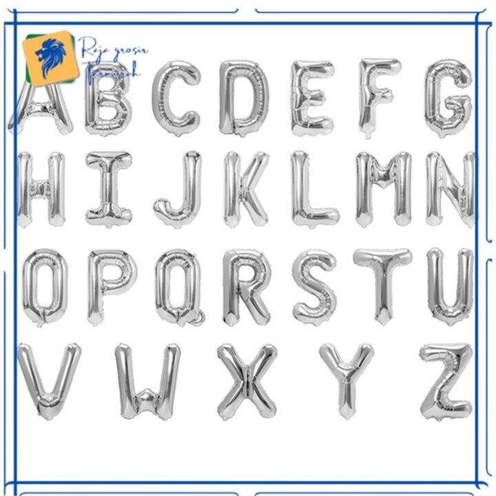 Balon Foil Huruf Silver ±40cm Ballon Foil Abjad Alphabet Balon Huruf ...