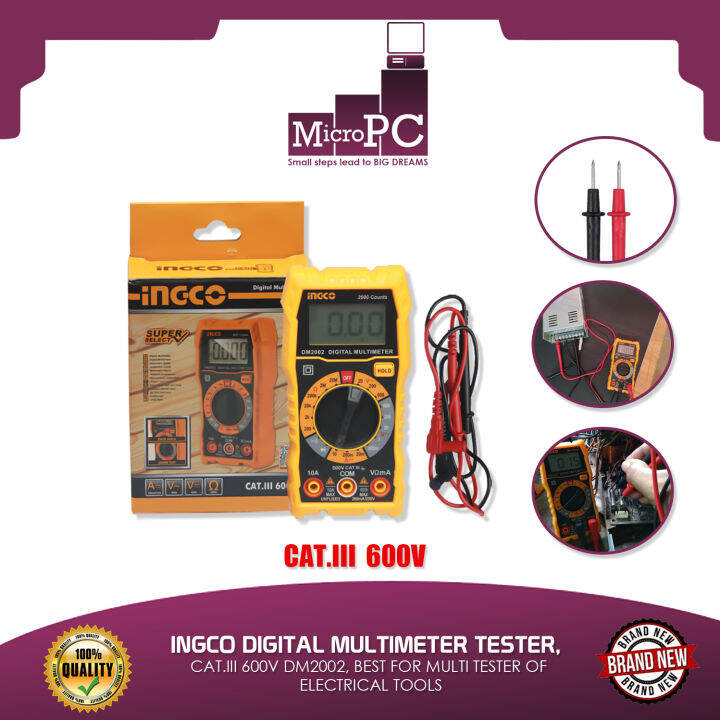 INGCO DIGITAL MULTIMETER TESTER, CAT.III 600V DM2002, BEST FOR MULTI ...