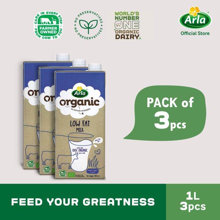 Arla Organic Low Fat Milk 1L 3-Pack | Lazada PH