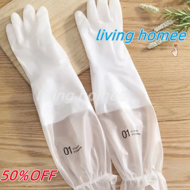 Waterproof Rubber Dishwashing Gloves With Elastic Band Laundry Cleaning ...