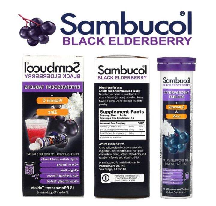 Sambucol, Black Elderberry, Effervescent Tablets, 15 Effervescent ...