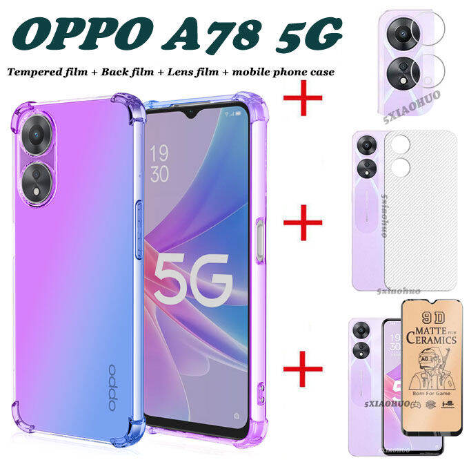 (4 in 1) For OPPO A78 5G Phone Case + Full Cover Ceramic Screen ...