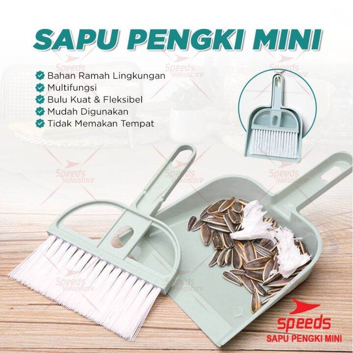 SPEEDS Sapu Pengki Mini Kokoh Sapu dan Pengki Kecil Fleksibel Mini Sapu ...