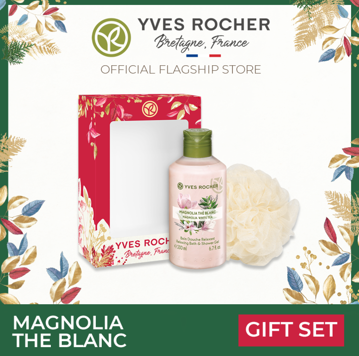 Magnolia White Tea Shower Gel 200 ml Gift Set with Bath Mesh by YVES ...