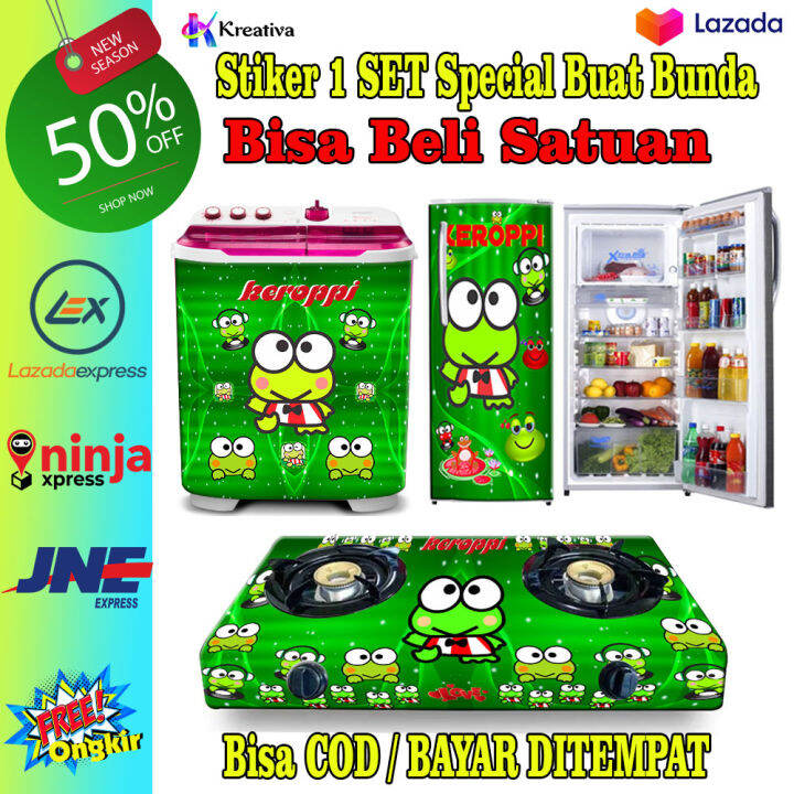 stiker kulkas sticker kompor setiker mesin cuci 2 tabung motif kodok ...