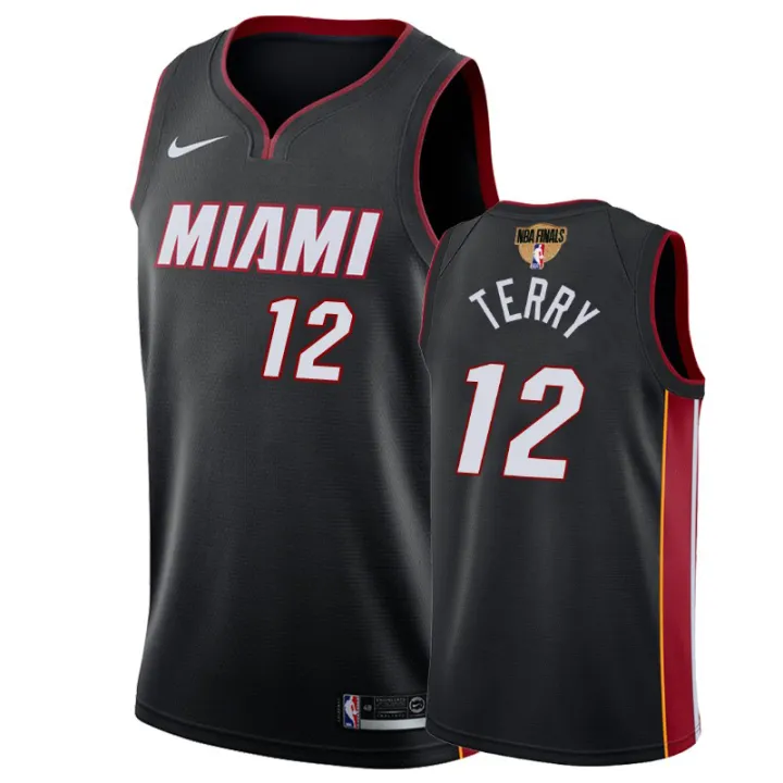 Original NBA Heat Pressed Men's Black Miami Heat #12 Emanuel Terry ...