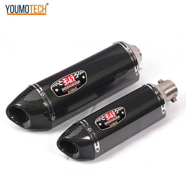 38-51mm Universal Motorcycle Exhaust Muffler Carbon Fiber Type Canister Tail Yoshimura R77 For ...