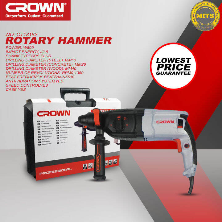CROWN 800W SDS+ ROTARY HAMMER | Lazada PH