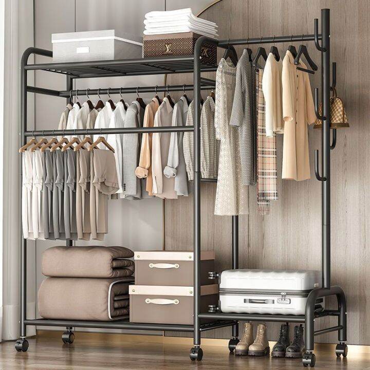 Thickened coat rack multi-functional balcony bedroom clothes rack ...