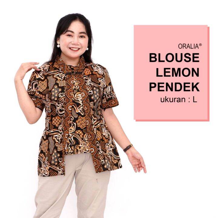 Blouse Big Size LD 140 Wanita Atasan Batik Jumbo L-XL-2L-3L-4L-5L-6L-7L Model Blus Jumbo Kerja ...