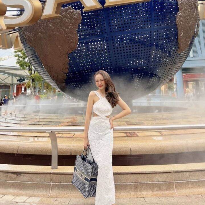 Teera ️พร้อมส่ง เดรสยาวลูกไม้ แต่งร้อยห่วงด้านข้าง มีซับใน งานสวยผู้ดี ...