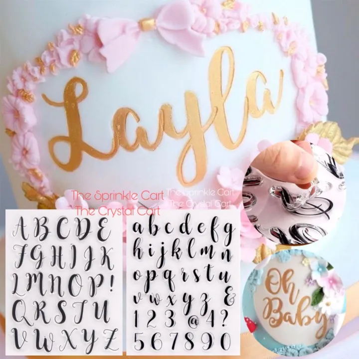 Alphabet Letter Cake Stamp Tool Calligraphy Handwriting Embosser Stamp ...