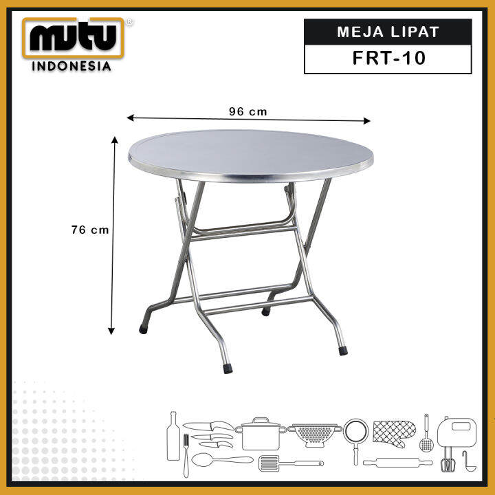 Meja Bulat Lipat / Meja Cafe Steinless Steel Round Table FRT-10 MUTU ...