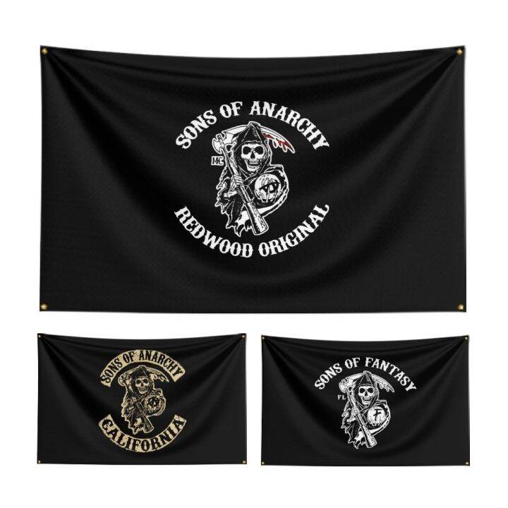3x5 Ft Sons of Anarchy Motorcycle Club Flag Polyester Digital Printed ...