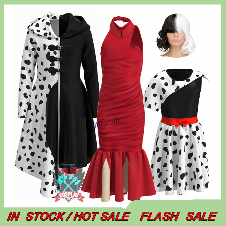 King COS ใหม่2022 Cruella De ฮาร์ดแวร์คอสเพลย์วิกผมภาพยนตร์ Super ...