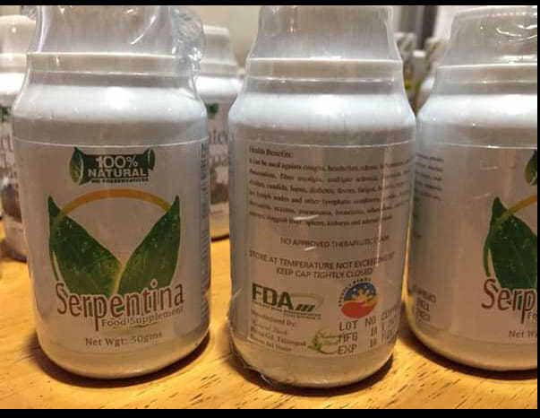 ORIGINAL SERPENTINA Food Supplement 500mg 100 Capsules in Natural ...