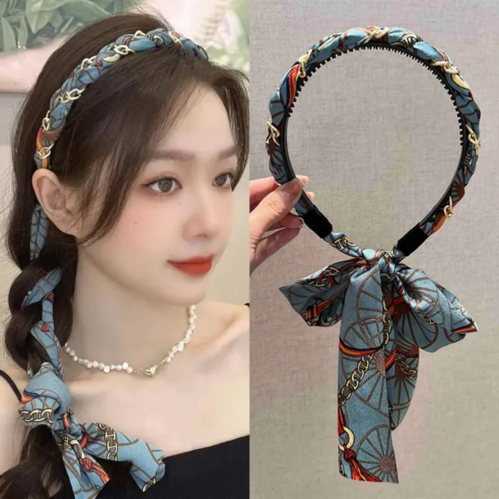 Korean Retro Chain Ribbon Headband One-piece Braided Ribbon Fashion ...